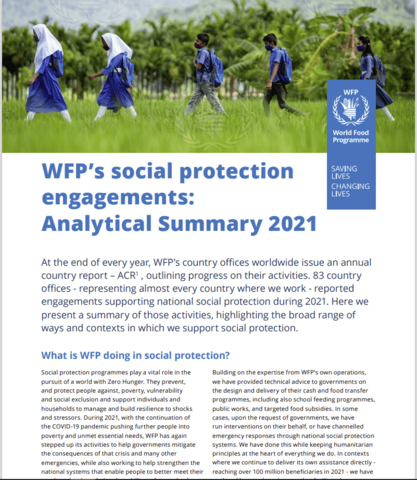Analytical Summary of WFP’s Social Protection Engagements in 2021 ...