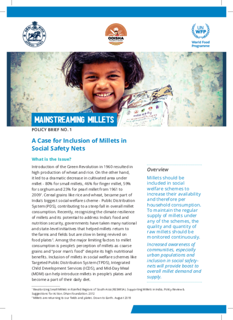 Mainstreaming Millets. Policy Brief 1. : A Case for Inclusion of ...