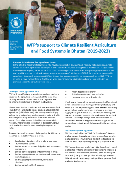 WFP's support to Climate Resilient Agriculture and Food Systems in ...