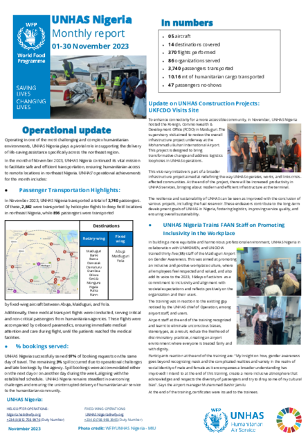 UNHAS Nigeria - Monthly Reports 2023 | World Food Programme