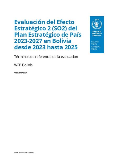 Bolivia, Country Strategic Outcome 2: Decentralized evaluation (2023 ...