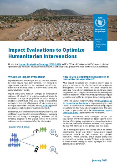 Impact Evaluations to Optimize Humanitarian Interventions: Brief ...