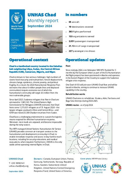 UNHAS Chad - Monthly Reports 2024 | World Food Programme
